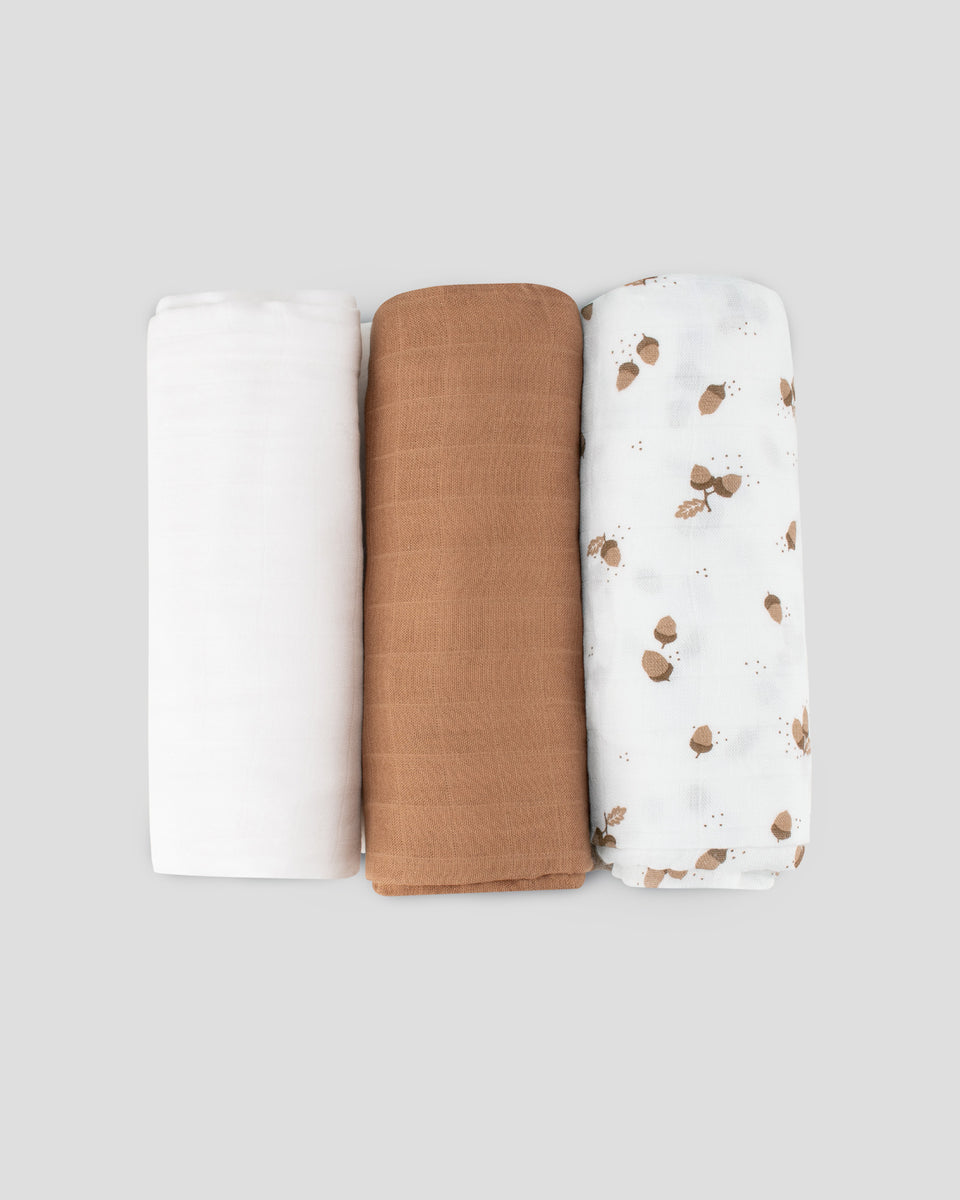 Little Bamboo Muslin Wraps 3 Pack - Iced Coffee – Little Linen Created