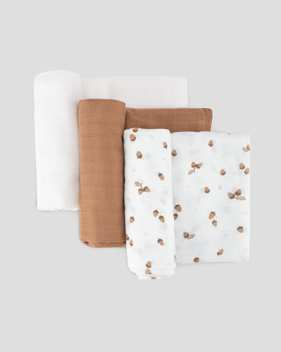Little Bamboo Muslin Wraps 3 Pack - Iced Coffee – Little Linen Created