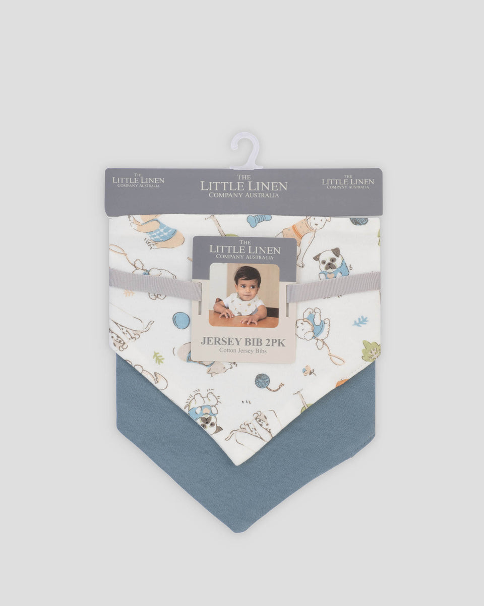 The Little Linen Company Jersey Baby Bib 2 Pack - Barklife Dog – Little ...