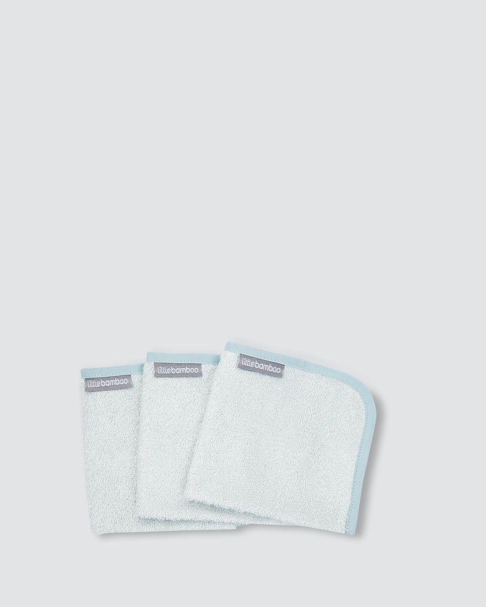 Little Bamboo Baby Towelling Face Washers 3PK - Whisper – Little Linen ...